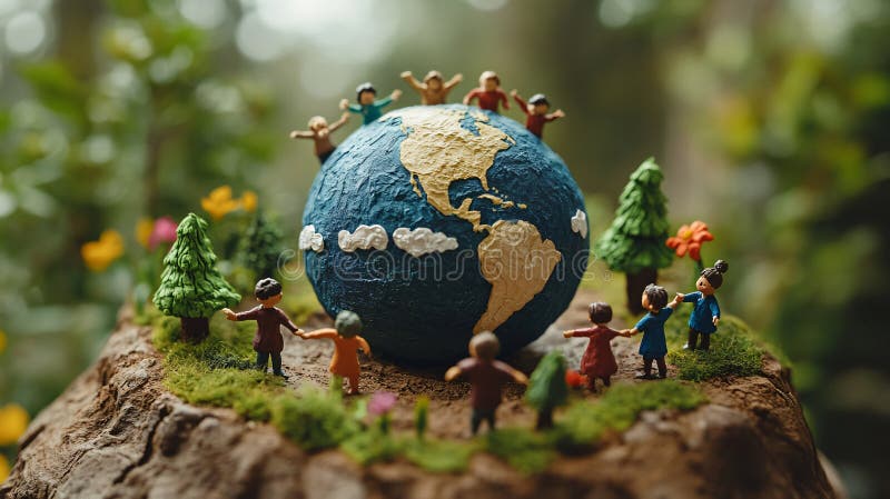 Sculpted Clay World with Happy Environmental Characters Stock Photo ...