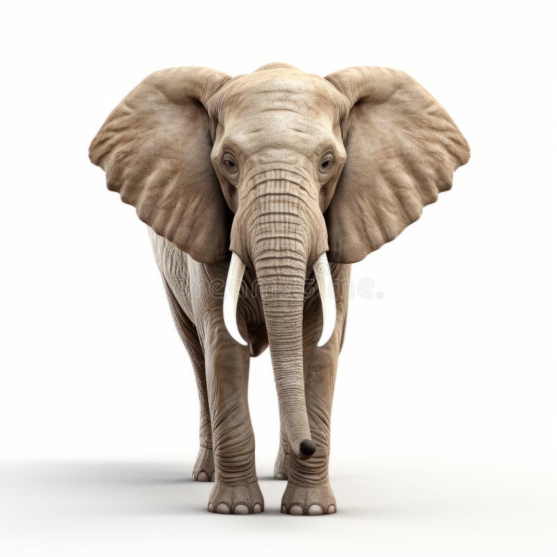 Sculpted Elephant Walking on White Background - Precisionism Inspired ...