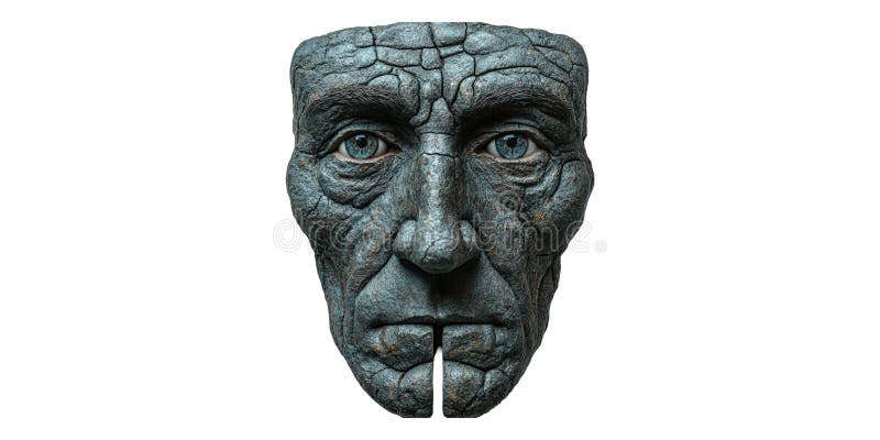 Sculpted Face Mask with Rough Texture Isolated on Transparent ...