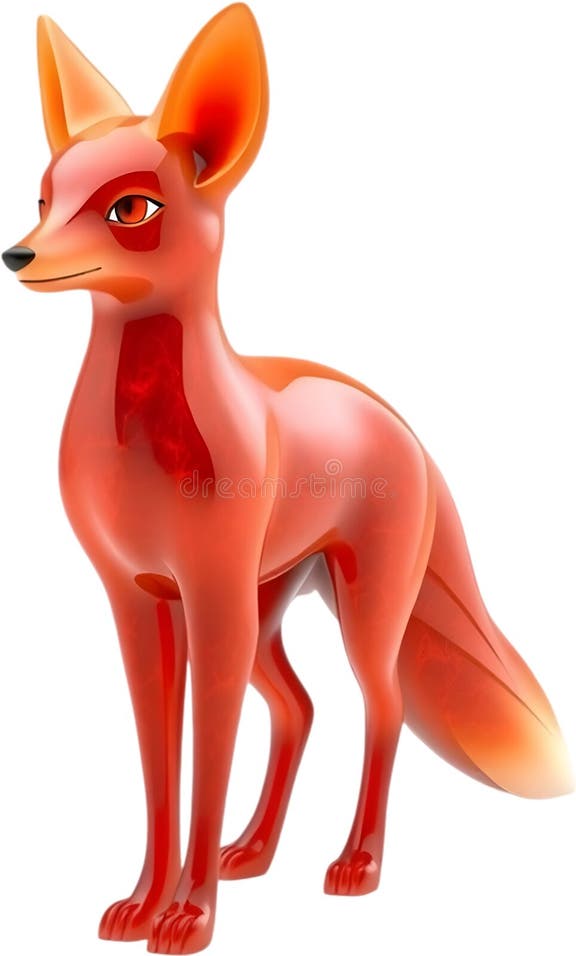 Sculpted Fire Opal Fox with Polished Curves, Sharp Tail. Stock Illustration - Illustration of ...