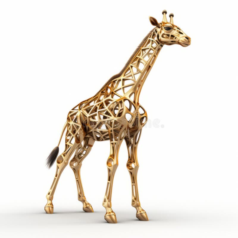 Sculpted Gold Giraffe: Algorithmic Artistry in 3d Model Stock ...