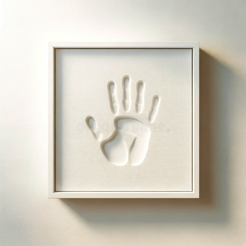 Sculpted Handprint Relief in Square Frame. AI Generated Stock ...