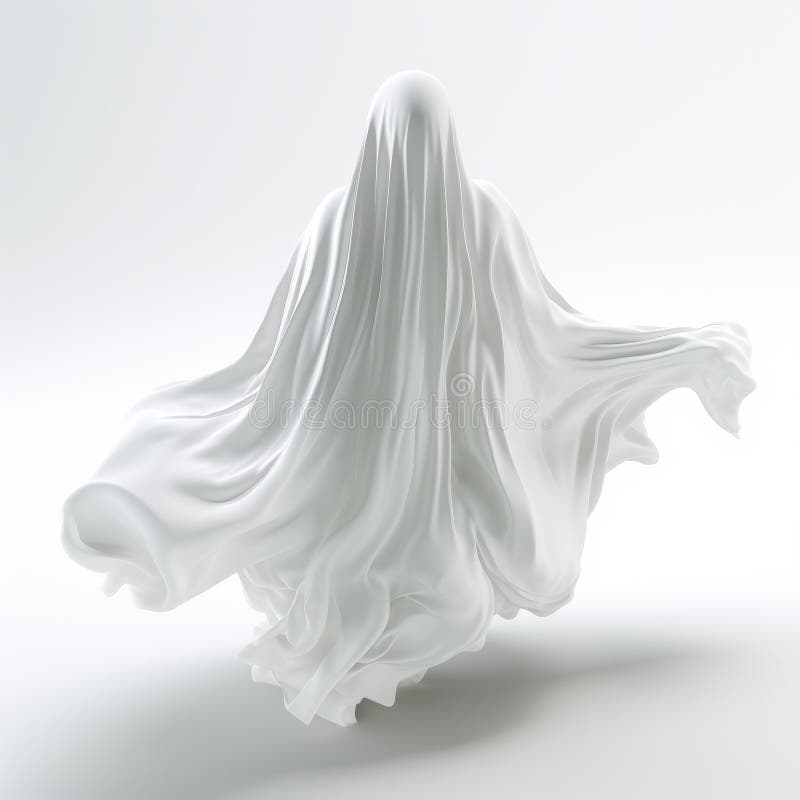 Sculpted Impressionism: 3d Ghost in White Background Stock Illustration ...