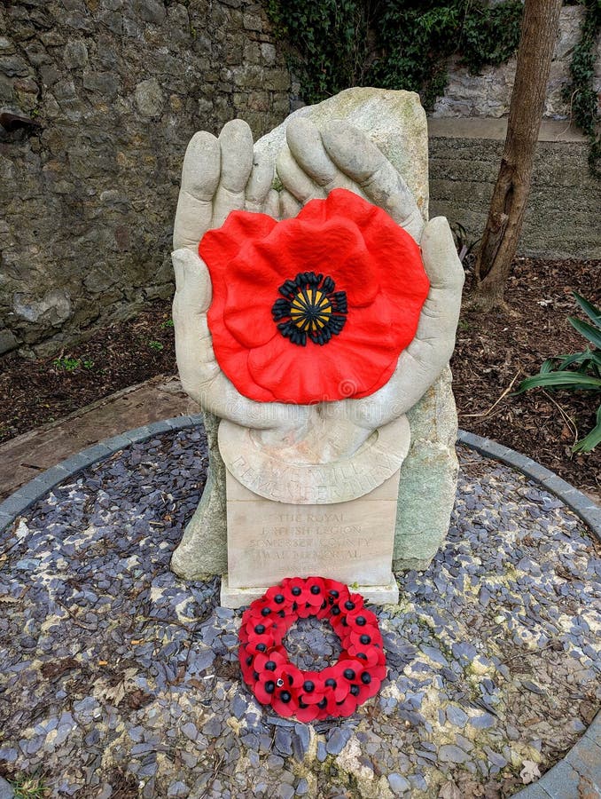 Sculpted Stone Hands Holding Red Poppy Editorial Photo - Image of ...