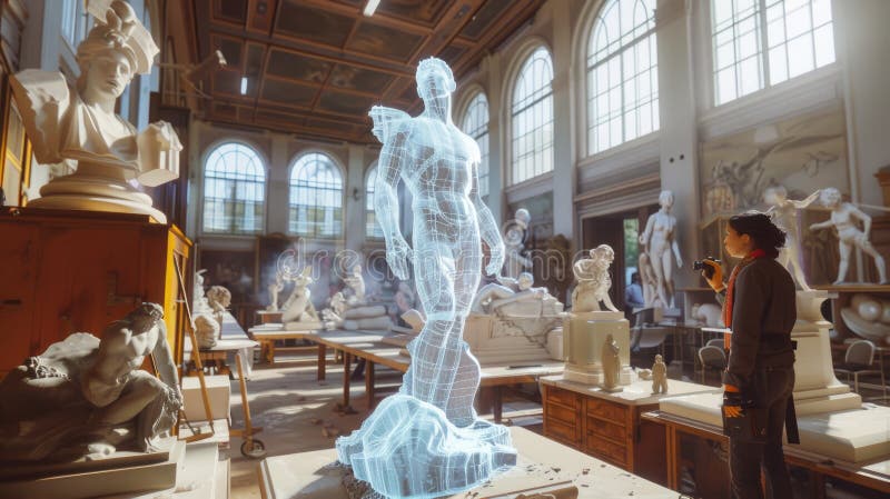 Sculptor with AI in Expansive Workshop AIG60 Stock Photo - Image of ...