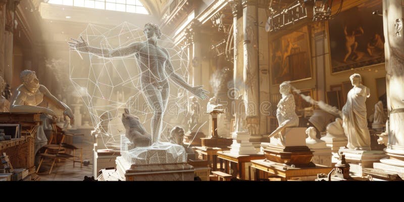 Sculptor with AI in Expansive Workshop AIG60 Stock Image - Image of ...