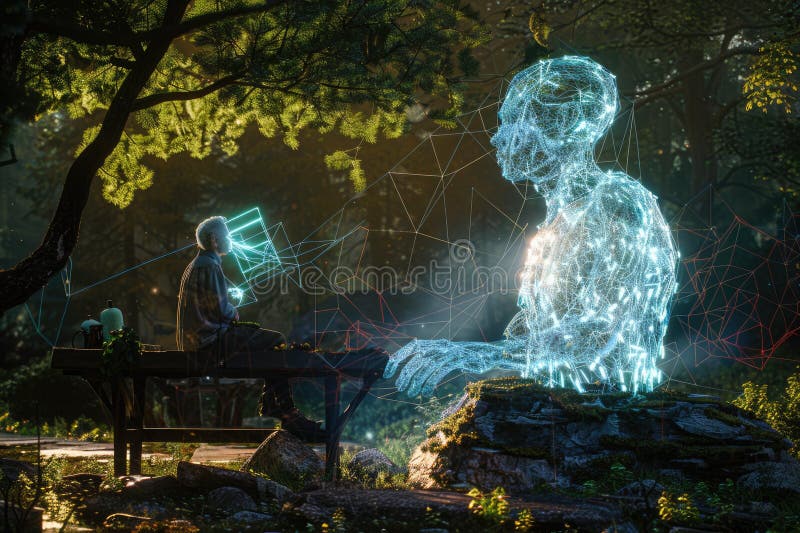 Sculptor with AI in Outdoor Setting AIG60 Stock Image - Image of entity ...