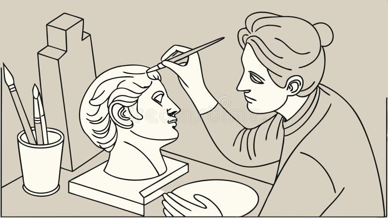 Sculptor Creating a Bust, Art Studio and Creative Process, Artistic ...