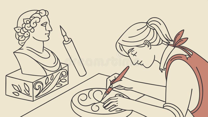 Sculptor Creating Statue, Artist Sculpting a Bust with Chisel and ...