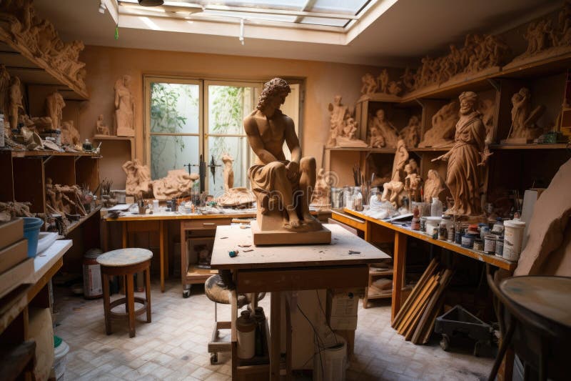 Sculptor& X27;s Studio, with Tools and Materials for Creating Unique ...