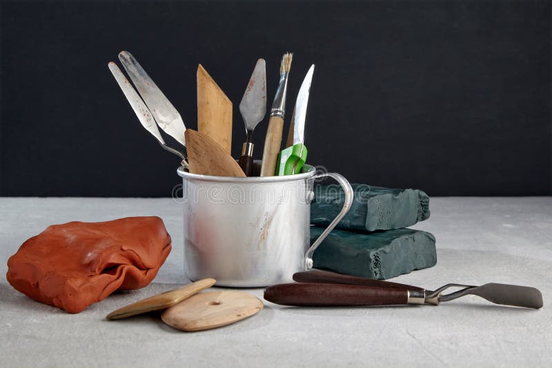 Sculptor Tools for Sculpting and Modeling and Pieces of Clay and ...