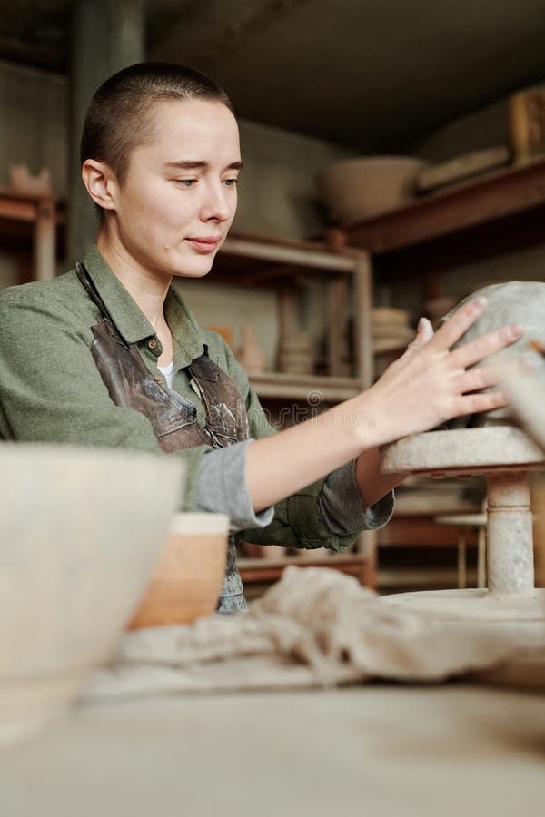 Sculptor Working with Clay in the Workshop Stock Photo - Image of clay ...