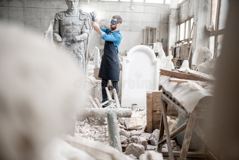 Sculptor Working with Sculpture in the Studio Stock Photo - Image of ...