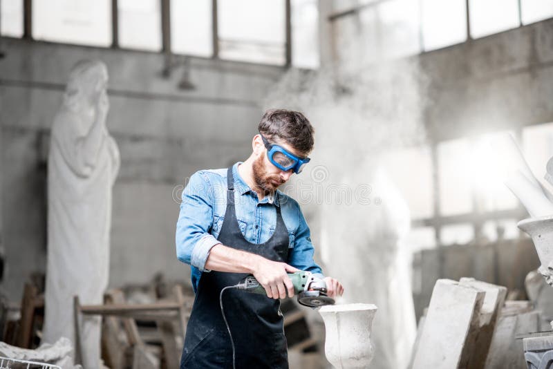 Sculptor Working with Sculptures in the Studio Stock Photo - Image of ...