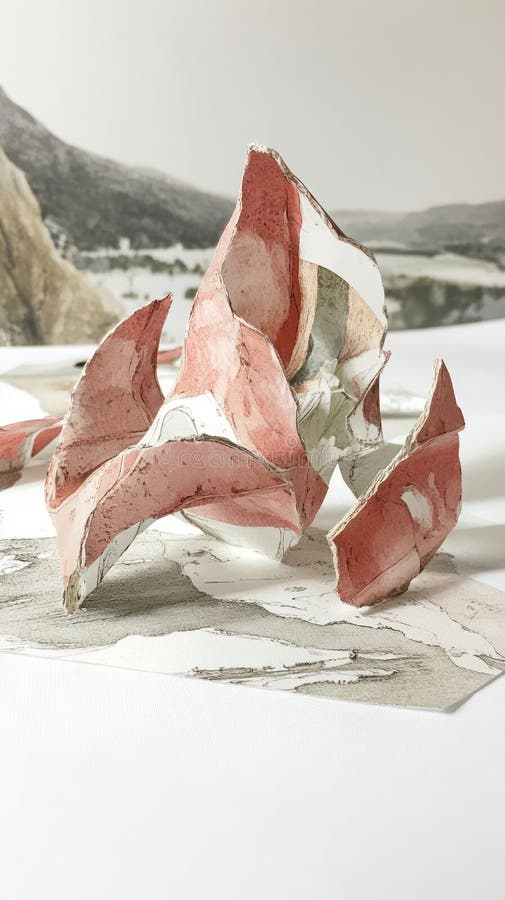 A Sculptural Arrangement Resembling Organic Forms, Blending Paper and ...
