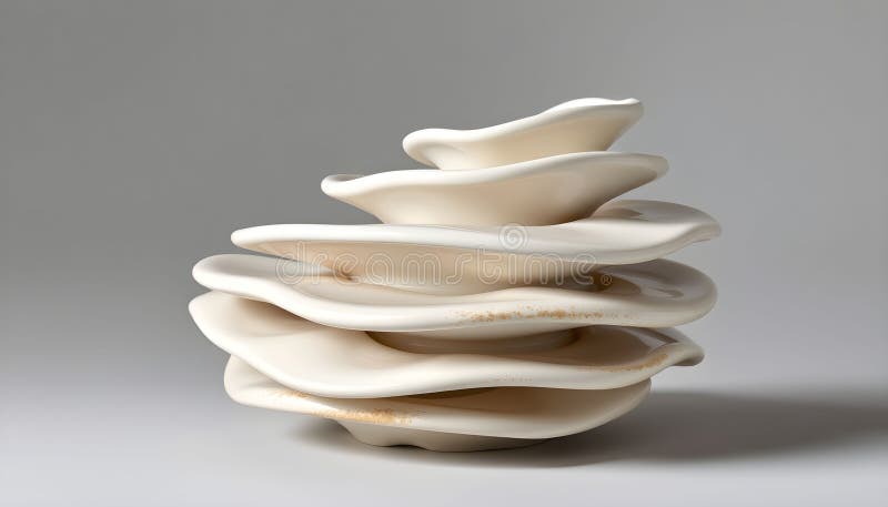Sculptural Ceramic Stack: Asymmetrical Forms in Creamy White Stock ...