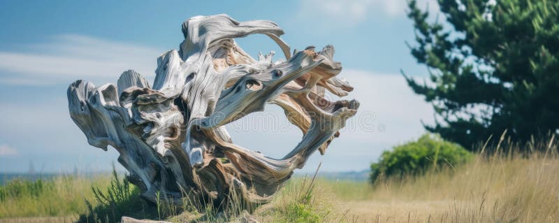 Sculptural Driftwood Artwork - Natural Forms in Landscape Stock Photo ...