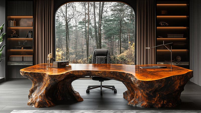 Sculptural Executive Desks Made from Solid Wood Stock Illustration ...
