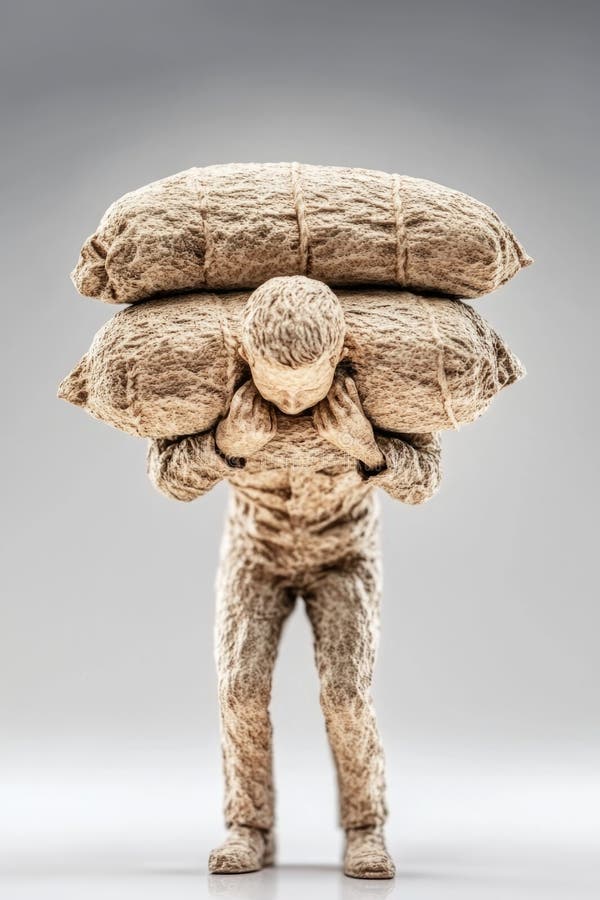 Sculptural Figure of Person Carrying Heavy Load on Shoulders Stock ...
