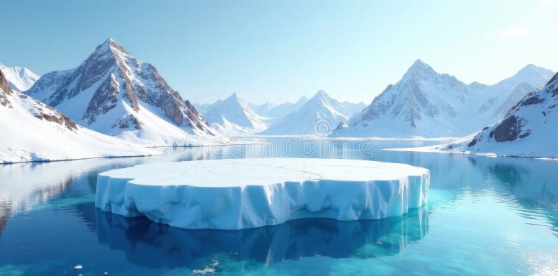 Sculptural Ice Platform, Snowy Mountains, Clear Sky, Frozen, Visual ...