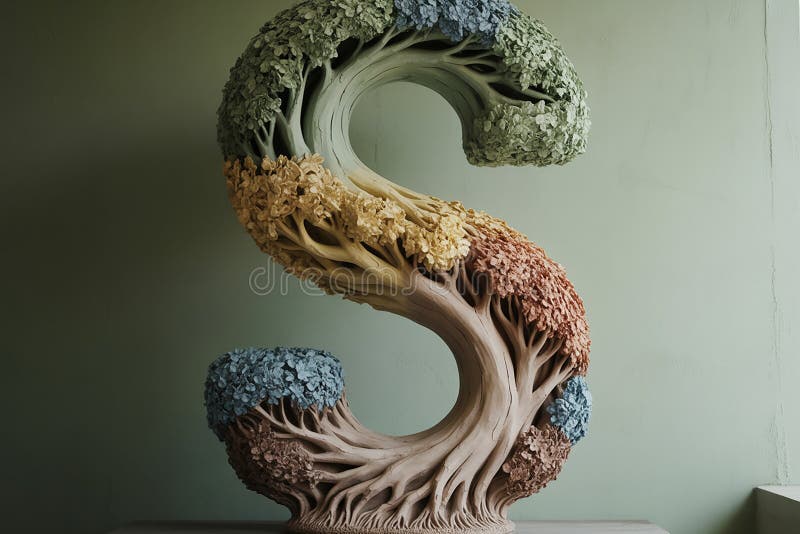 Sculptural Letter S Formed from Tree Roots and Foliage Stock ...