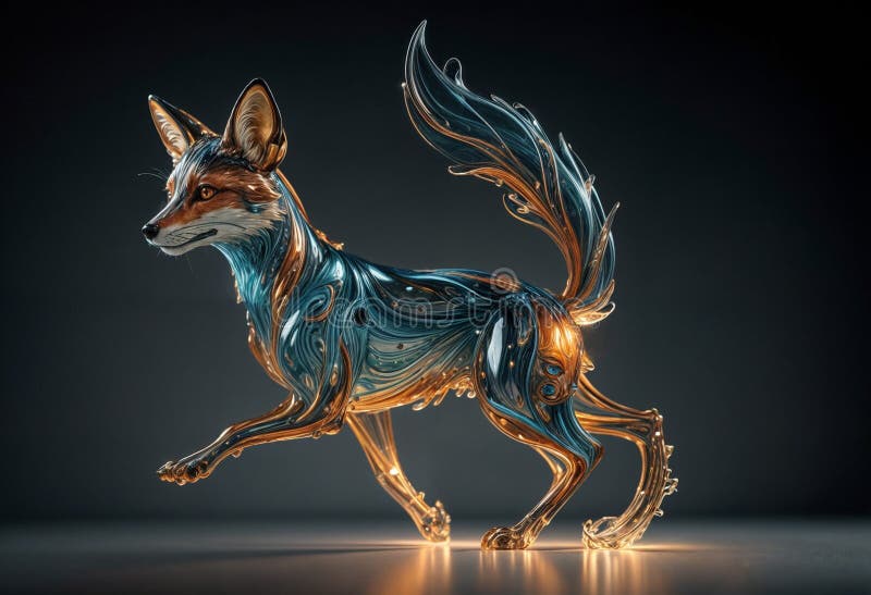 Sculptural Piece of a Running Fox Using Glassblowing Techniques ...