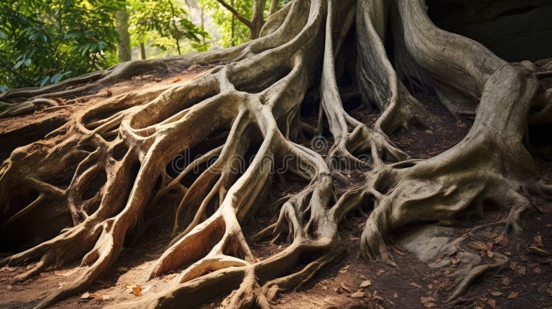 Sculptural Roots Tree Trunk Stock Illustration - Illustration of curves ...