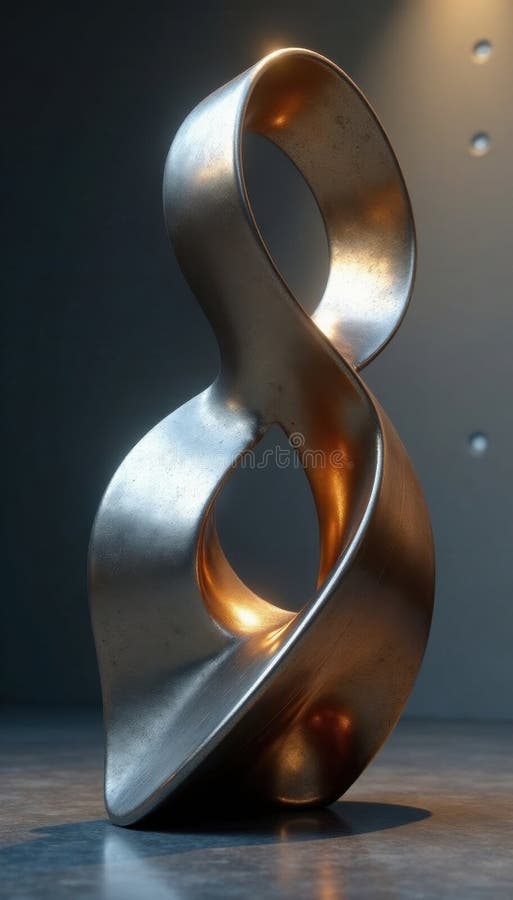 Sculptural Steel Forms, Fluid Lines Industrial Design Element, Metallic ...