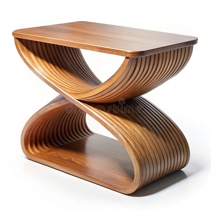 Sculptural Wooden Side Table Shaped Like Abstract Wave Stock ...
