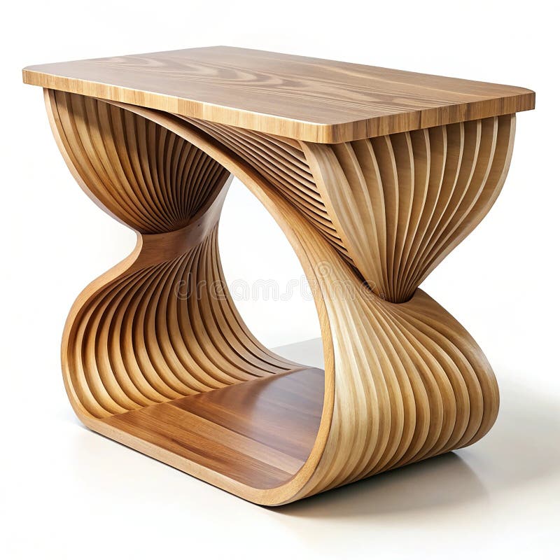 Sculptural Wooden Side Table Shaped Like Abstract Wave Stock ...