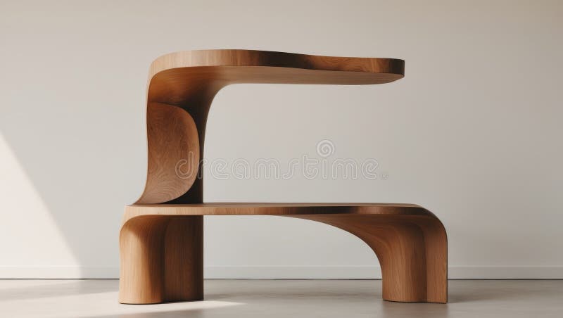 Sculptural Wooden Table Organic Form Display Stand Stock Photo - Image ...