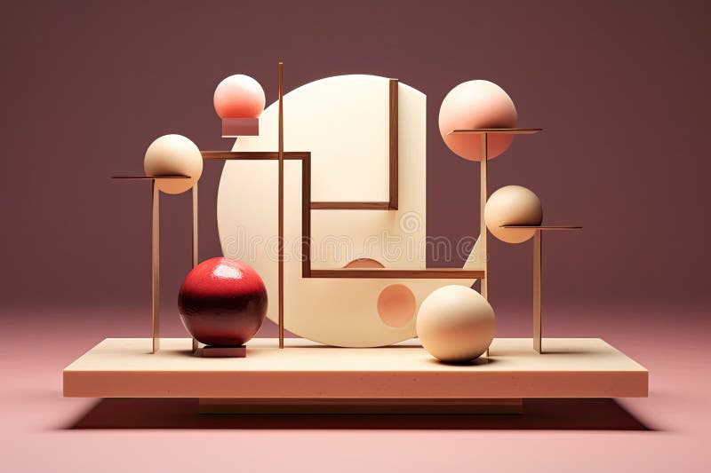 A Sculpture of Balls and Geometric Shapes Stock Illustration ...