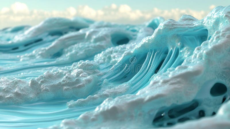 A Sculpture in Blue Depicting Wave-like Patterns with Flowing Shapes ...