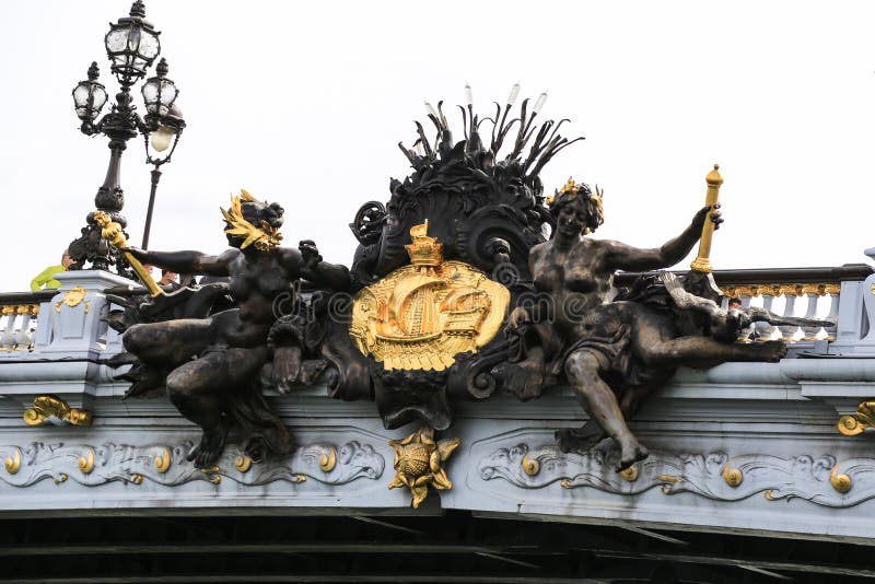 The Sculpture in a Bridge ,paris Stock Photo - Image of view, france ...