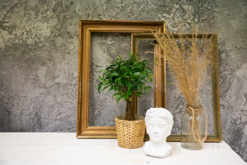 Sculpture Bust and Frames in the Creative Workshop Stock Image - Image ...