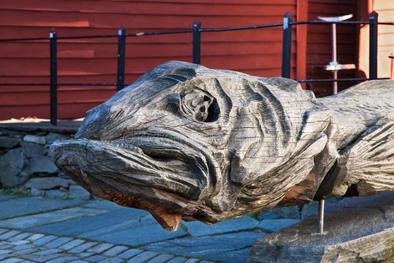 Sculpture of a Cod at Bryggen Editorial Stock Photo - Image of bergen ...