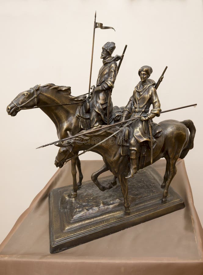 Sculpture `Cossack Patrol`. Bronze, Casting Stock Photo - Image of ...