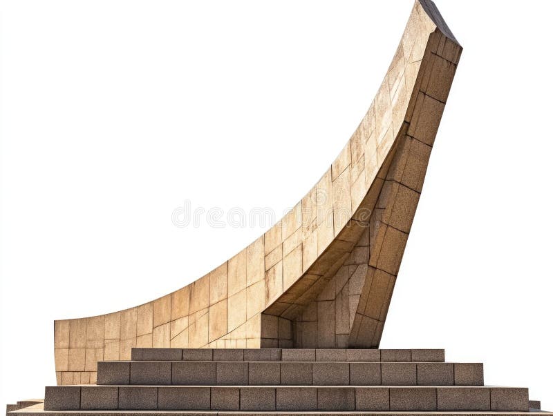 A Sculpture of a Curved Stone Structure Sitting Atop Steps, Perfect for ...
