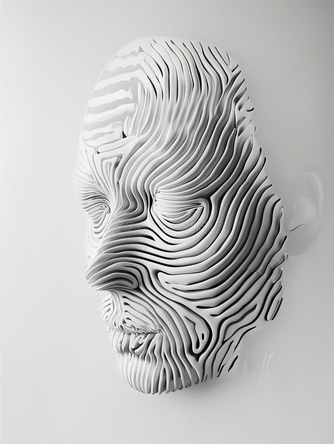A Sculpture of a Face Made from White Lines Stock Photo - Image of ...