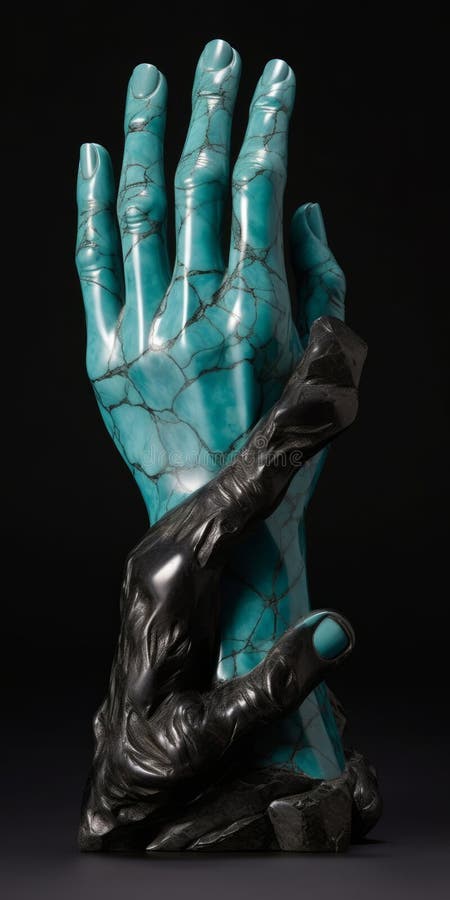Sculpture of Hands Made from Tungsten Steel Generative AI Stock ...