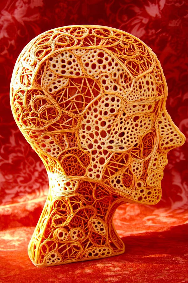 A Sculpture of a Human Head Made Out of String Art Stock Illustration ...