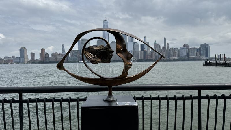 Sculpture in Jersey City Waterfront with View of Manhattan in the ...