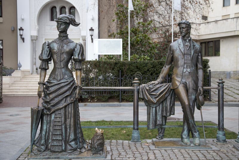 Sculpture the Lady with the Dog on the Seafront of Yalta Editorial ...