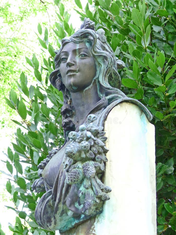 Sculpture `nymph` Located On The Staircase Pergola In The Park Near