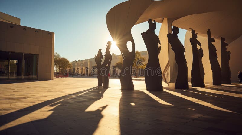 Sculpture Outdoor with Beauty Sunlight Cast Long Shadow Stock ...