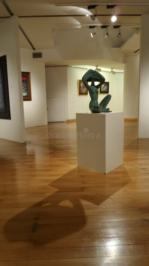 Sculpture and Painting in Gallery Hall Editorial Photography - Image of ...