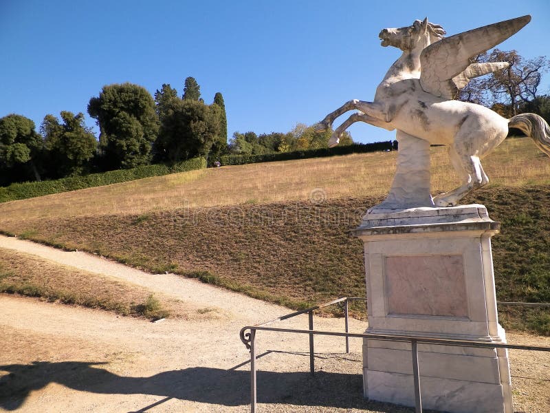 Sculpture of Pegasus. Boboli Gardens in Florence Stock Image - Image of ...
