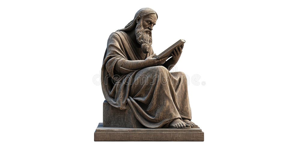 Sculpture of Philosopher Reading Isolated on Transparent Background ...