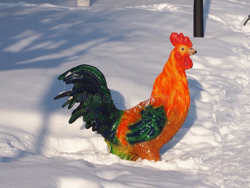 Sculpture of a rooster stock photo. Image of winter, shadows - 86330246