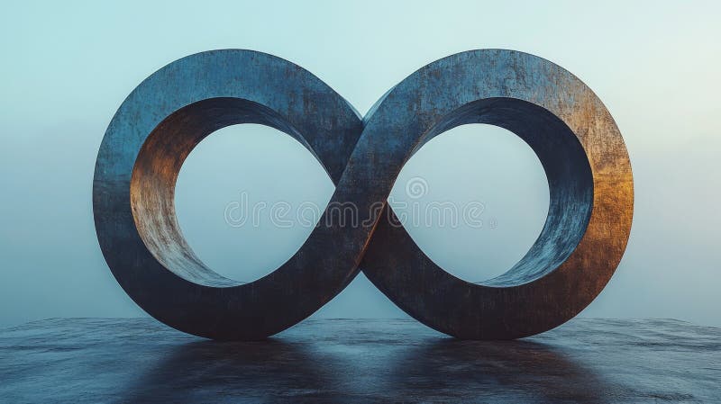 A Striking Infinity Symbol Sculpture Stands on a Serene Platform during ...